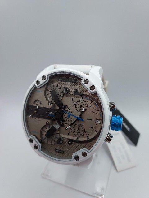 Diesel Mr. Daddy 2.0 DZ7419 57mm White Stainless Steel Case with White ...