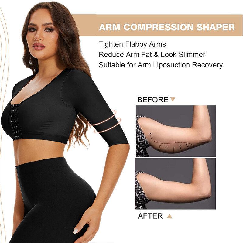 Women Upper Arm Compression Shaper Post Surgery Front Closure Bra Tops ...