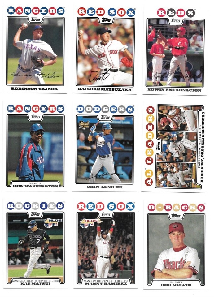 2008 Topps Baseball Trading Cards / Choose from list #s 1 - 250 / mb42 ...