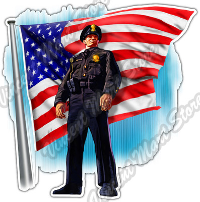 Police Officer Enforcement Law USA Flag Cop Car Bumper Vinyl Sticker ...