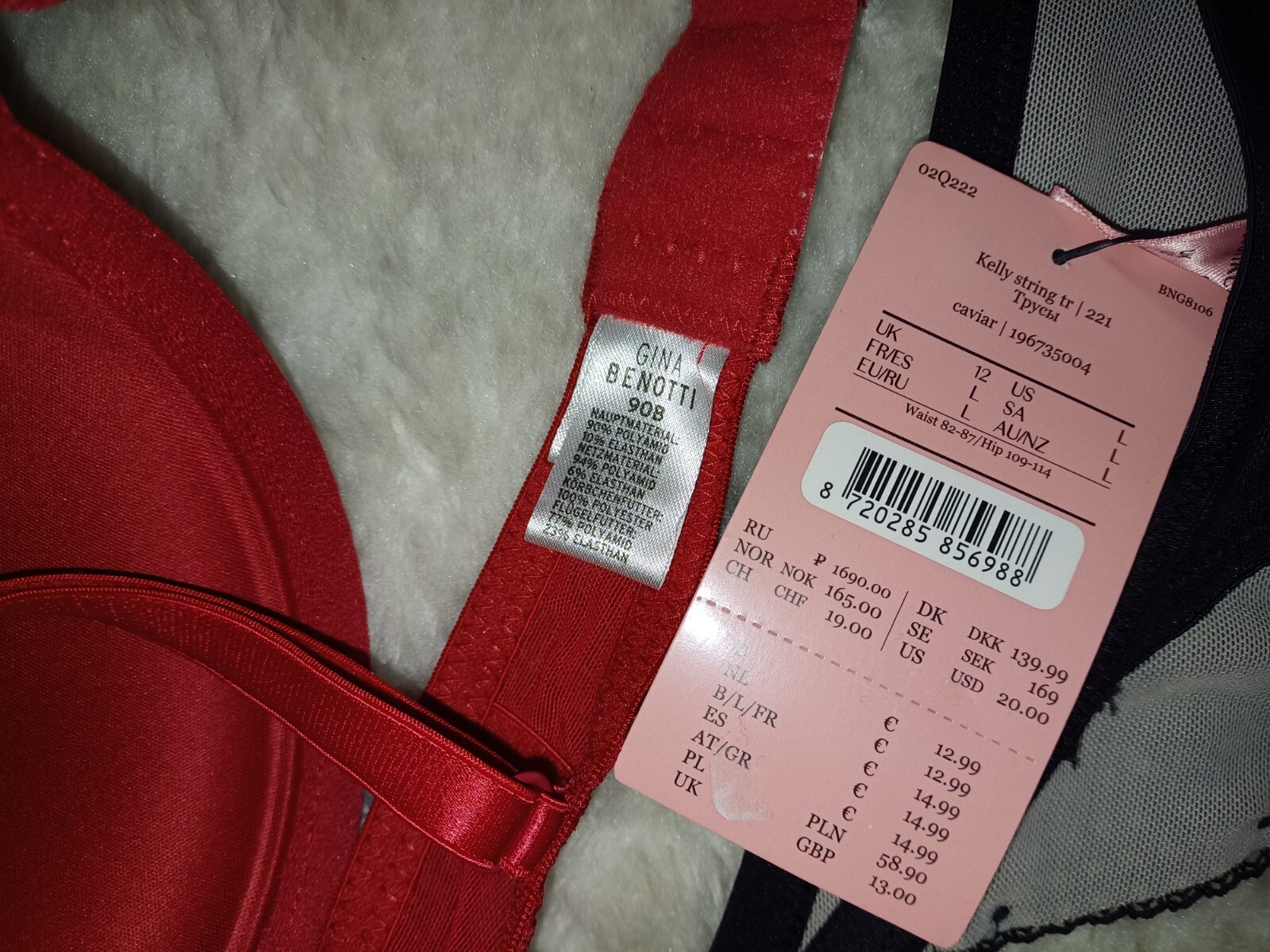 NEU Hunkemöller Set Pushup BH 90B Rot Unterwäsche M L 40 42 44 slip Top ...