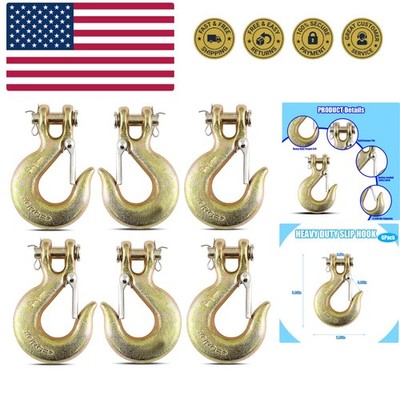 6Pack 1/4'' Heavy Duty Chain Hook, Forged Steel G70 Clevis Grab Hook ...