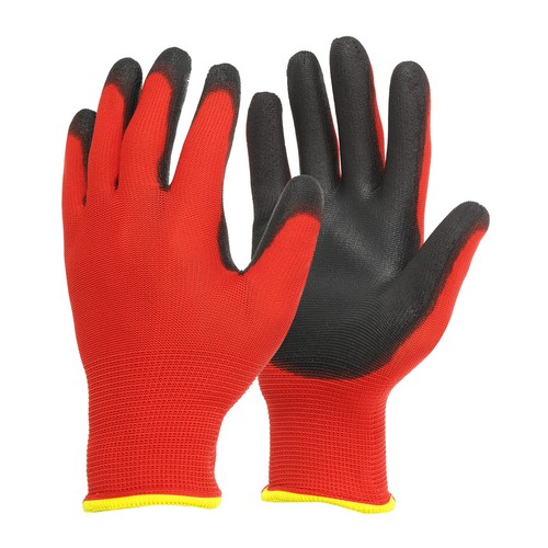 60 Pair Safety Work Gloves PU Coated Seamless Knit Wrist Cuff Gloves ...