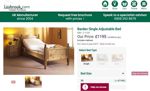 Laybrook Fully Adjustable Barden Bed - Including Mattress with Massage ...