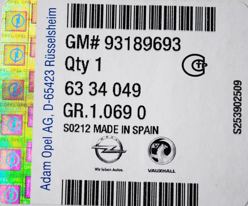 Original Opel Wasserpumpe mit Dichtung Agila A Astra G 93189693 GM ...