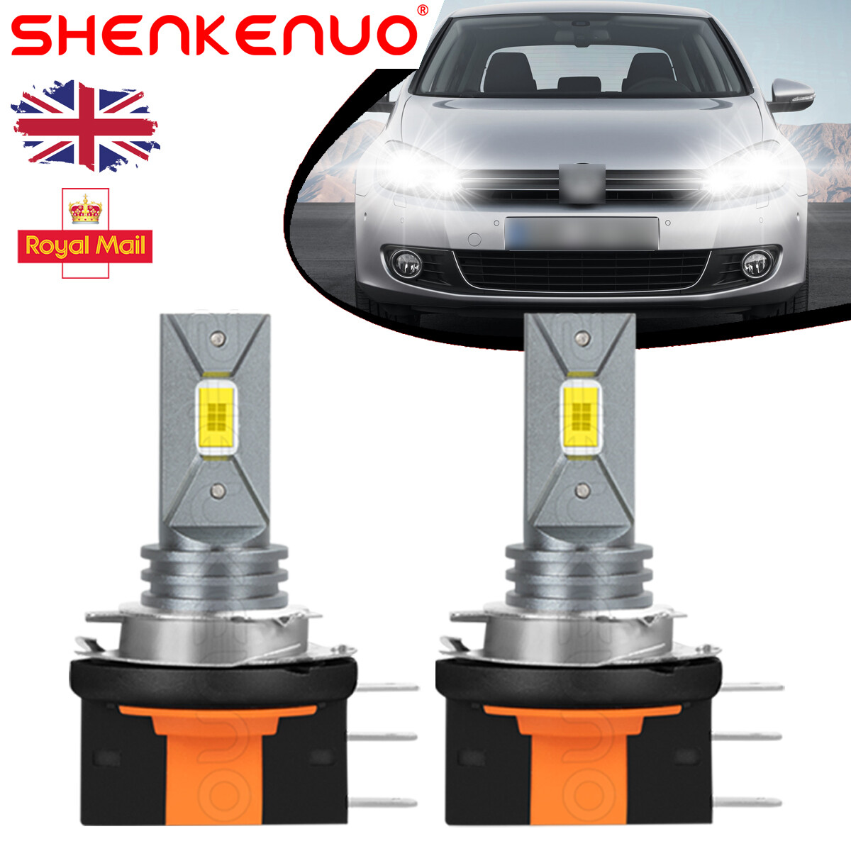 2x H15 Led White Smd Hid Drl High Beam Bulbs For Vw Golf Mk6 Mk7 Gtd ...