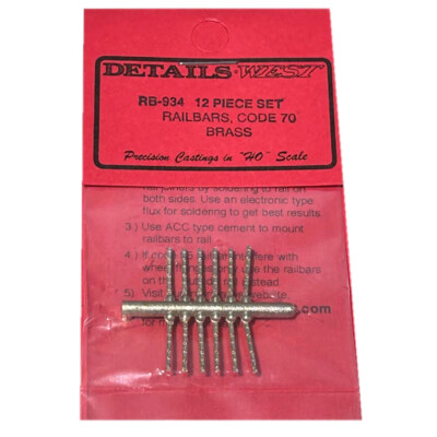 Details West RB-934 Railbars Code 70 4 & 6-Bolt (12) Brass HO Scale | eBay