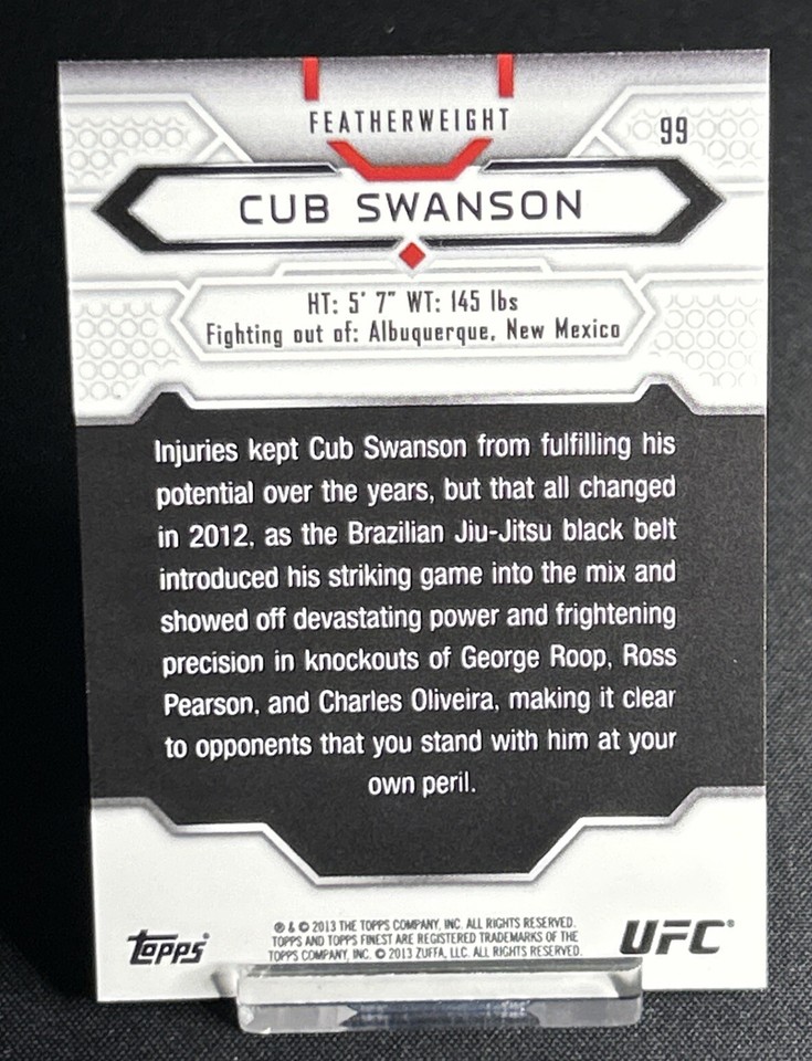 2013 Cub Swanson ROOKIE UFC Finest BLUE SPARKLE REFRACTOR SP #/188 | eBay