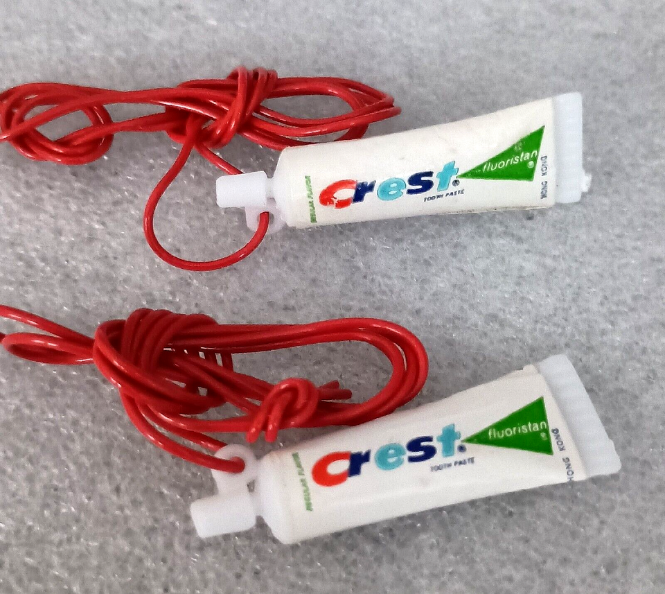 2 Gum Vend Machine Prize Crest Toothpaste Tubes Necklace 1970s NOS New ...