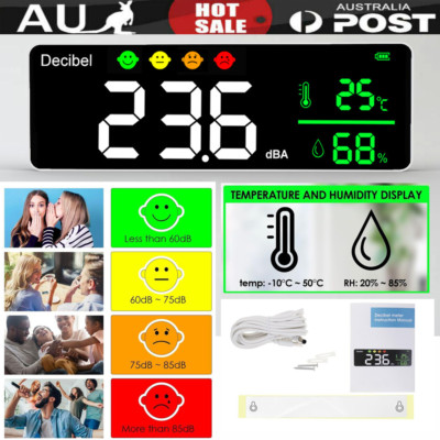 Wall Mounted Sound Level Tester 30dB to 130dB Large Decibel Meter LED ...