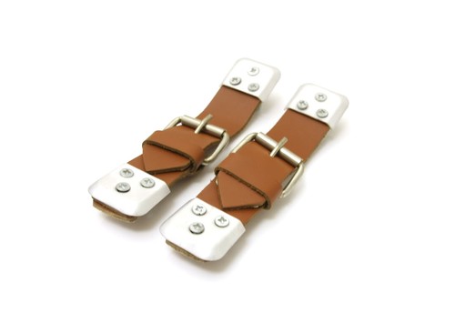 CLASSIC MINI LEATHER BONNET BOOT STRAPS PAIR STAINLESS FITTINGS TAN ...