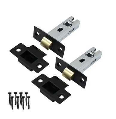 Matte Black Bolt Through 65mm Tubular Latch with Strike Plate + Dustcap ...