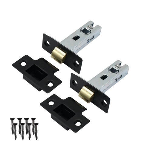 Matte Black Bolt Through 65mm Tubular Latch with Strike Plate + Dustcap ...
