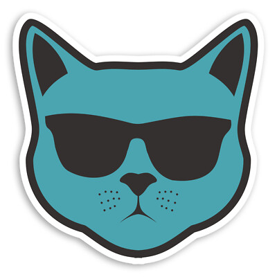 2 x 10cm Cute Blue Cat Face Vinyl Stickers - Funny Cats Kitten Sticker ...