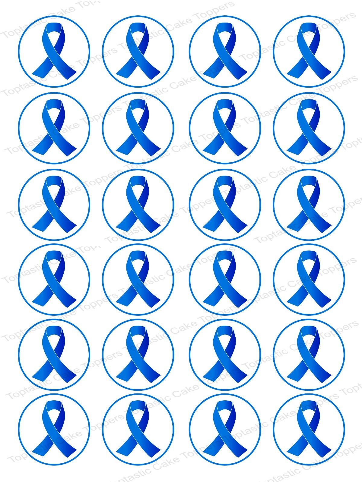 24 Blue Awareness Ribbon ME CFS Chronic Fatigue Edible Icing Cupcake ...