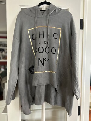 Chic Like Coco Hooded Pullover Sweatshirt Bella Amore Italy Womens Gray ...