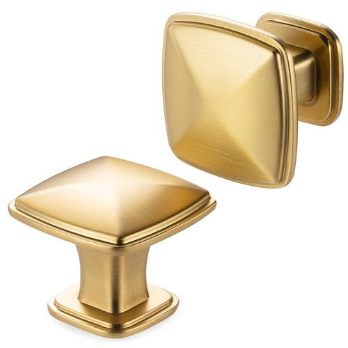 Brushed Gold Stepped Square Pyramid Knobs Kitchen Cabinet Pull Handles Pack o... | eBay