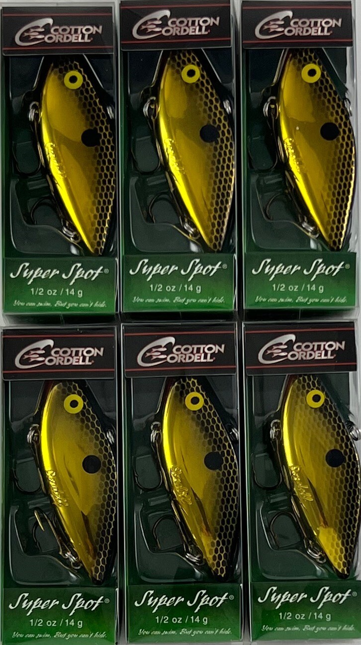 (LOT OF 6) COTTON CORDELL SUPER SPOT LIPLESS CRANK 3" C25361 GOLD BLACK ...