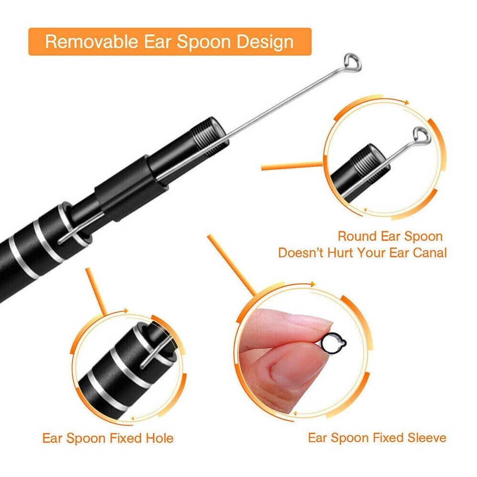 LED Ear Endoscope HD Otoscope Ear Wax Cleaning Camera Tool Cleaner ...