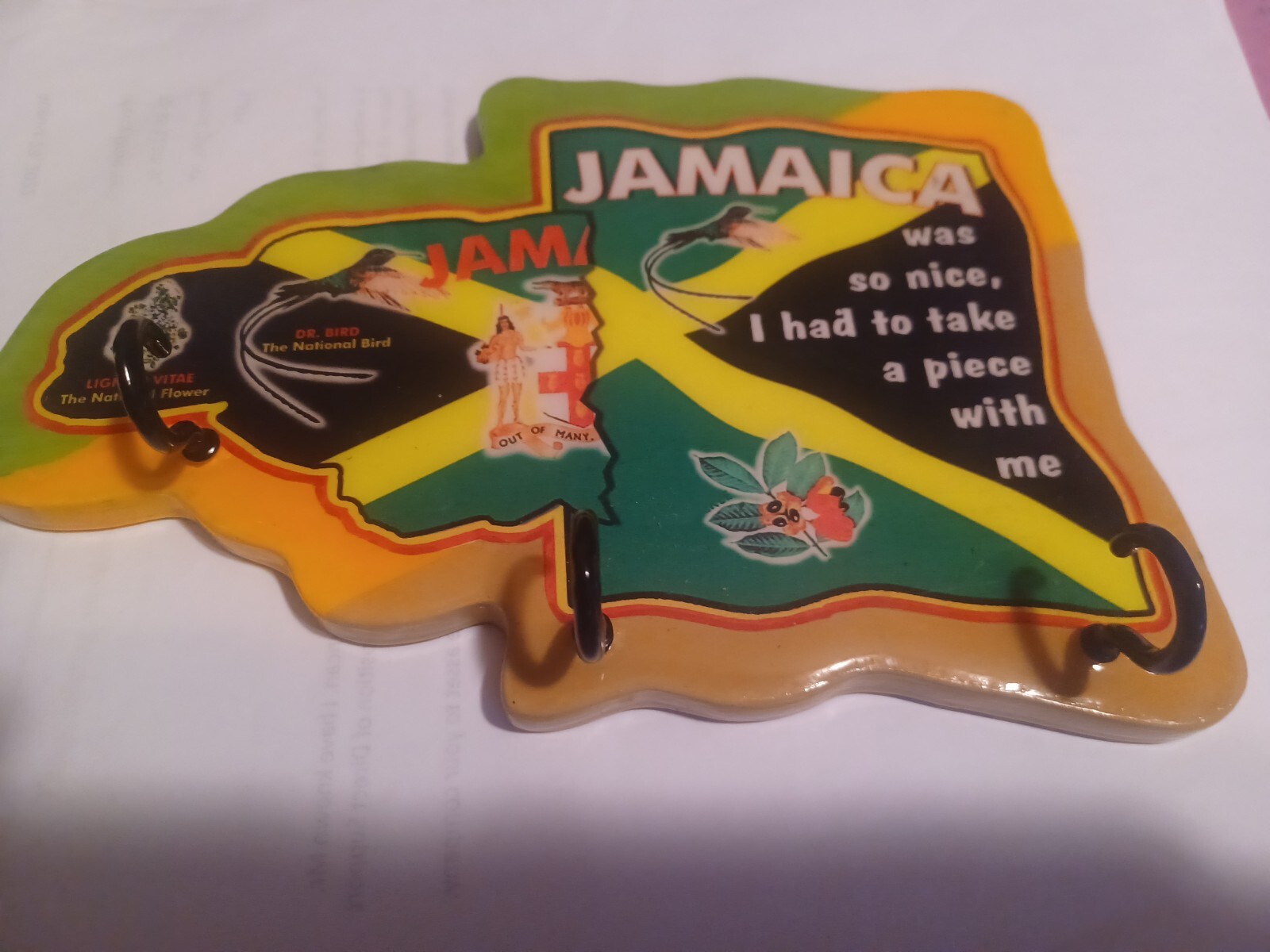 Jamaican Hand Crafted 1/2 Jamaica Map Wall Plaque With Key Holder | eBay