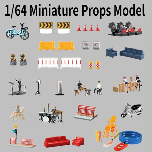 Diorama 1/64 Miniature Props Model City Garage Workshop Scene Display ...