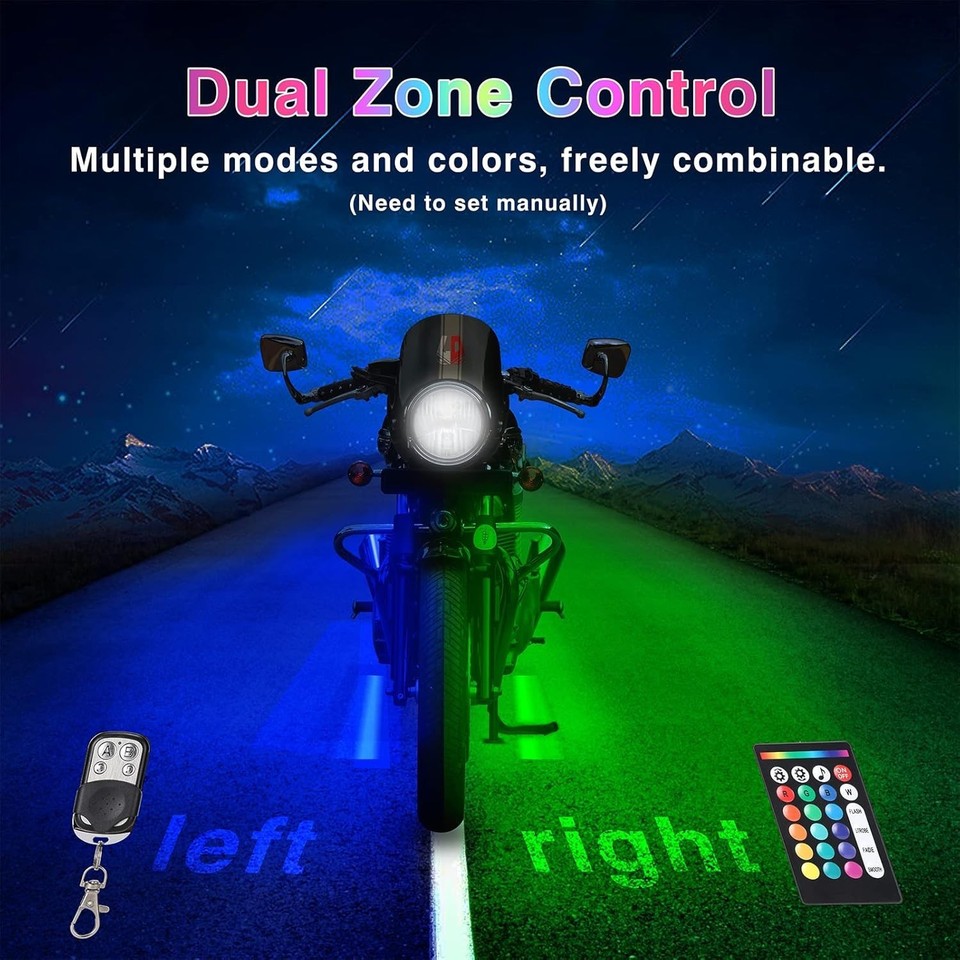 16PCS Brights Motorcycle RGB LED Light Kits with Brake Turn Signal ...