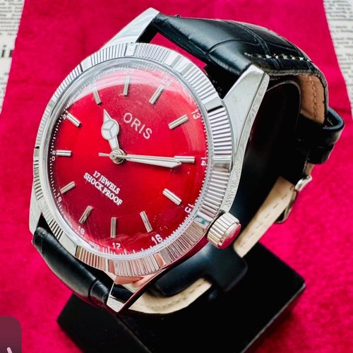 ORIS Vintage Red Dial Manual Wind Men’s Watch Swiss Made Serviced 35mm ...