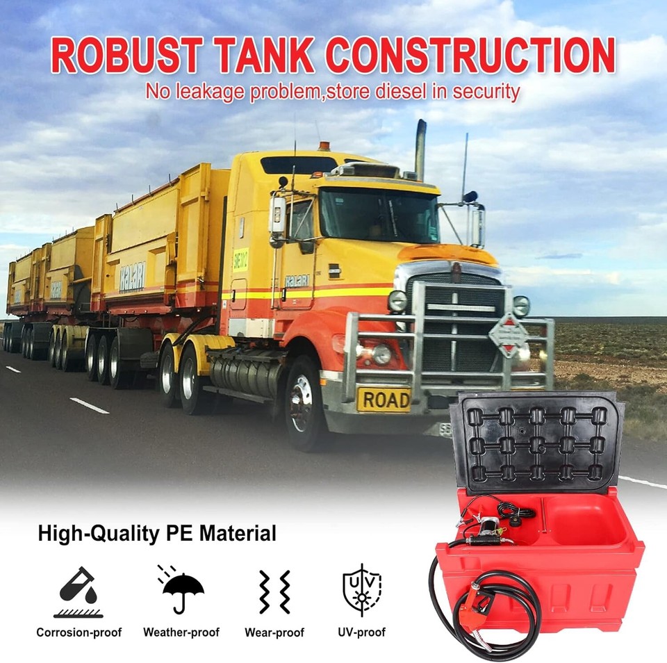Portable 48 Gallon Fuel Tank with Pump for Gasoline & Diesel, 12V DC ...