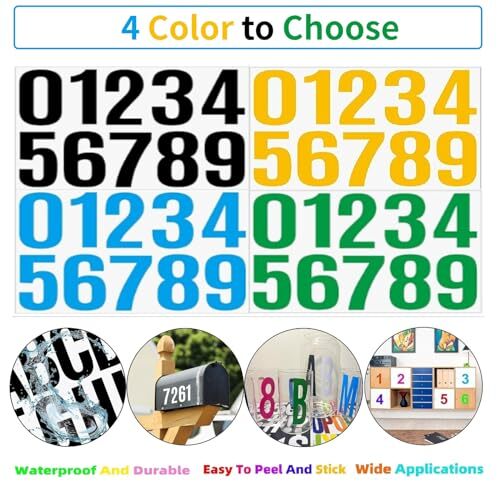 10 Sheets 100 Pcs Vinyl House Numbers for Mailbox, 4 inch Self-Adhesive ...