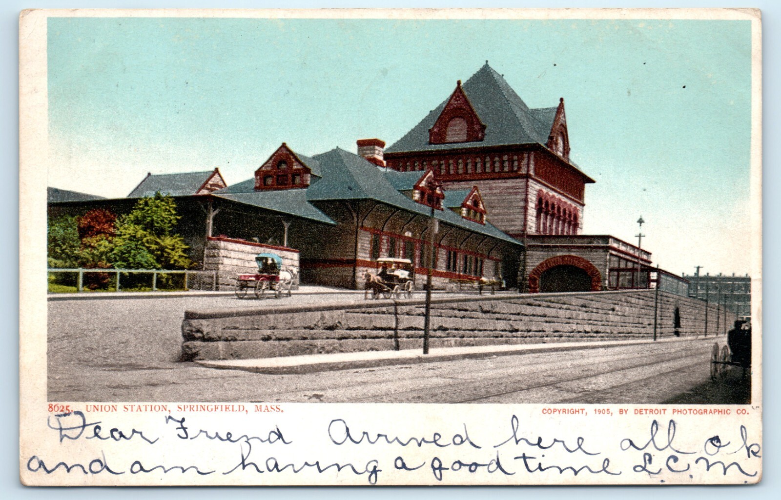 POSTCARD Union Station Springfield Massachusetts 1905 Train Depot ...