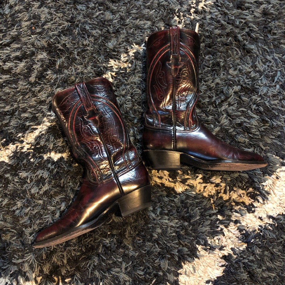 Lucchese Mens Goat Gavin Cowboy Boots - Black Cherry | eBay