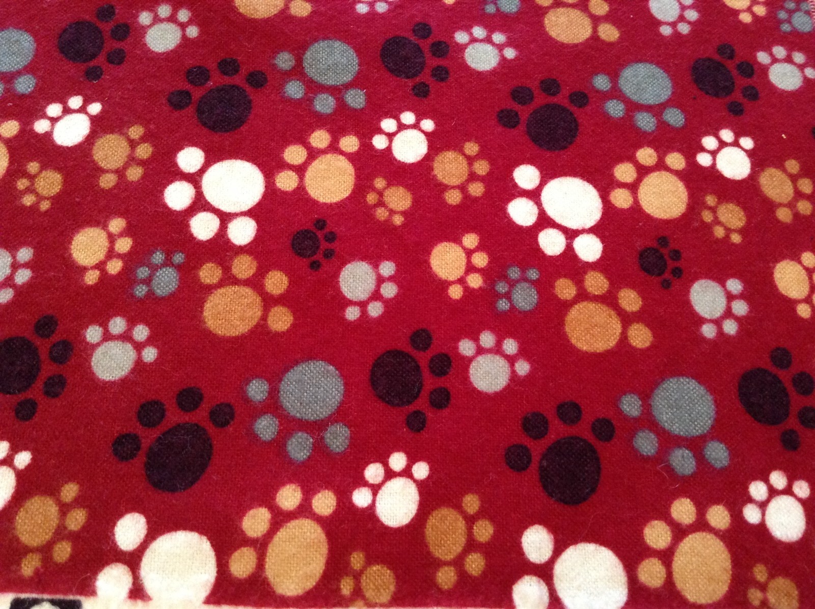 Cotton craft snuggle fabric maroon burgundy animal paw print 18" x 10-1 ...