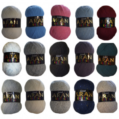 Aran Wool Woolcraft Aran 400g Knitting Yarn, 75% Acrylic & 25% Wool Mix ...