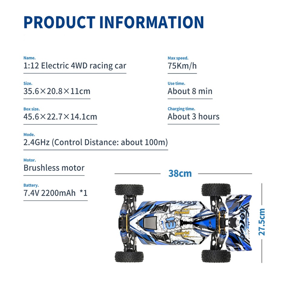 Wltoys 124017 Brushless RTR 1/12 2.4G 4WD 75km/h RC Car Metal Chassis ...
