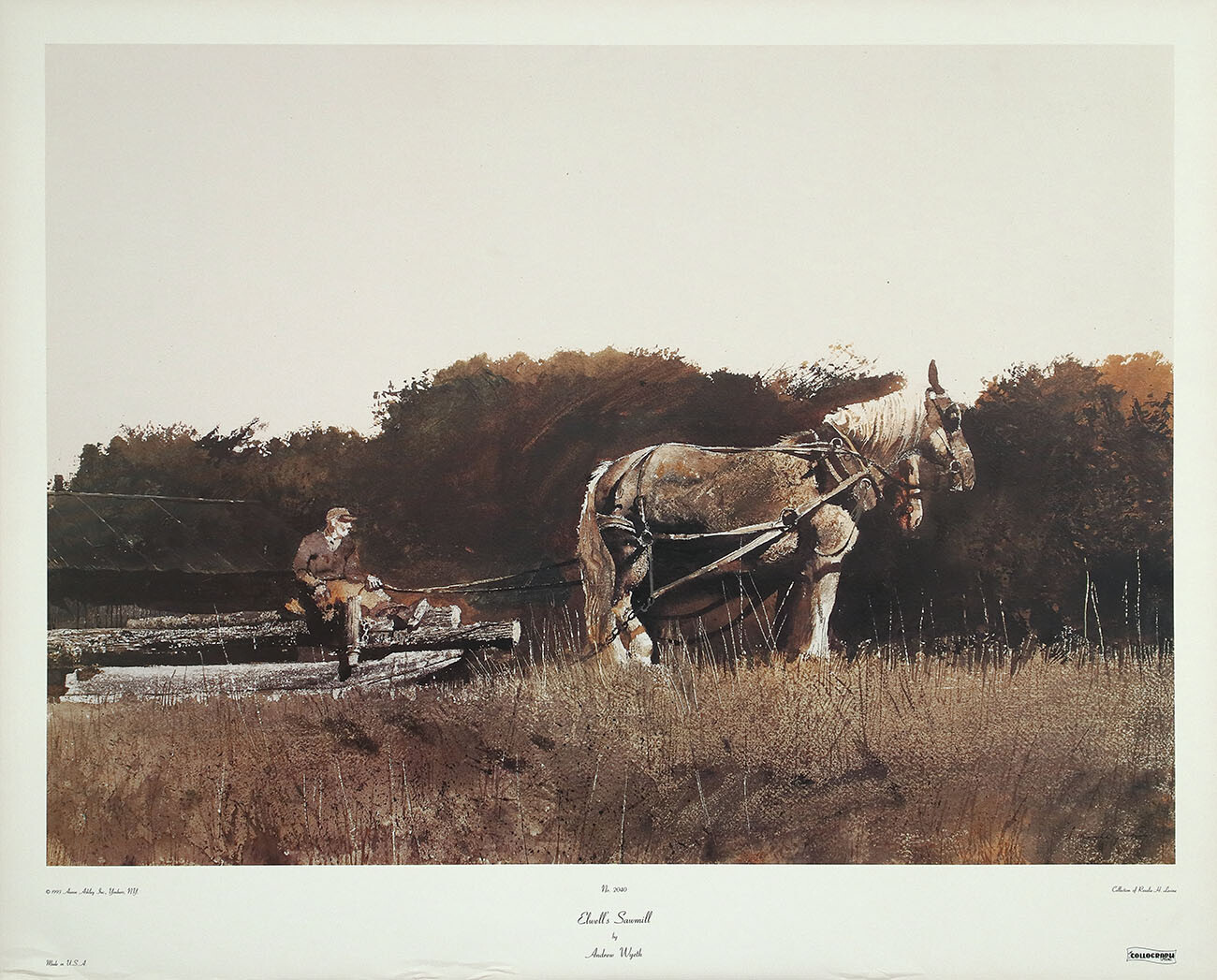 ANDREW WYETH 1993 Rare OOP Collograph Halftone ELWELL'S SAWMILL Aaron ...