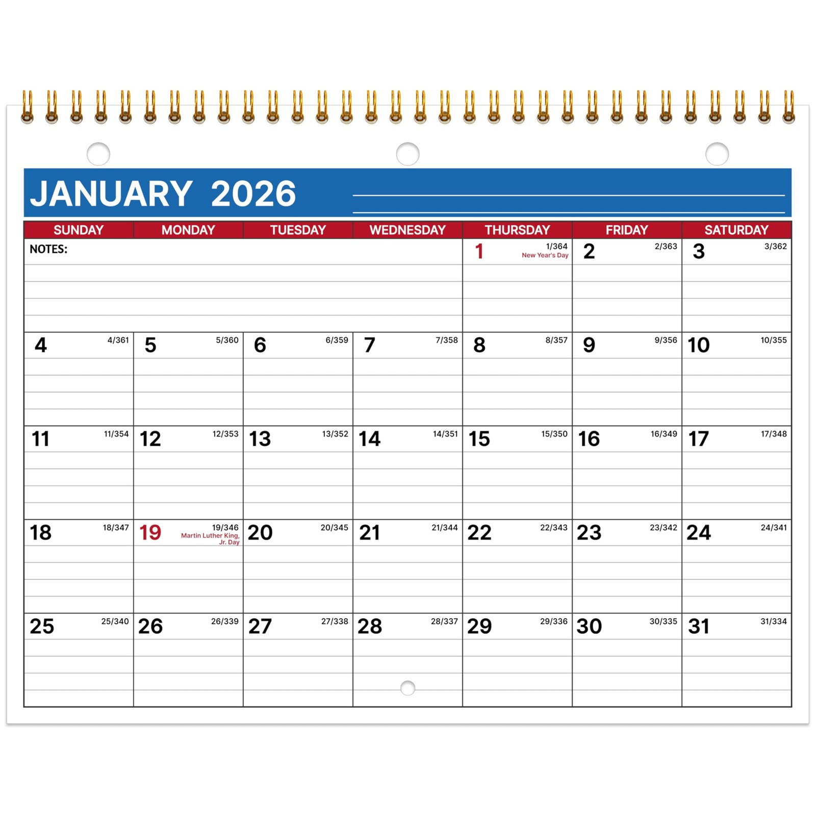 2026 Calendar, 2026 Wall Calendar 12 Month, 8.5' x 11', Jan