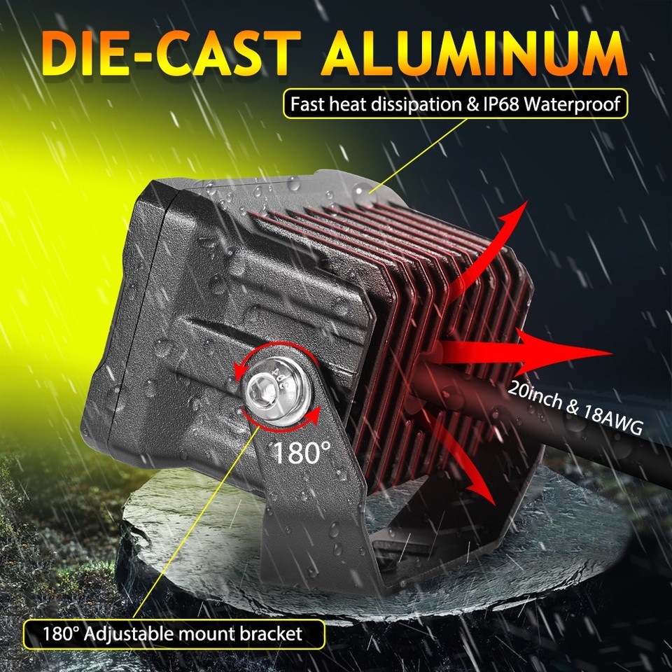 2X 3" 40W PRO LED Cube Work Light Bar Fog Combo Pods Driving OffRoad ...