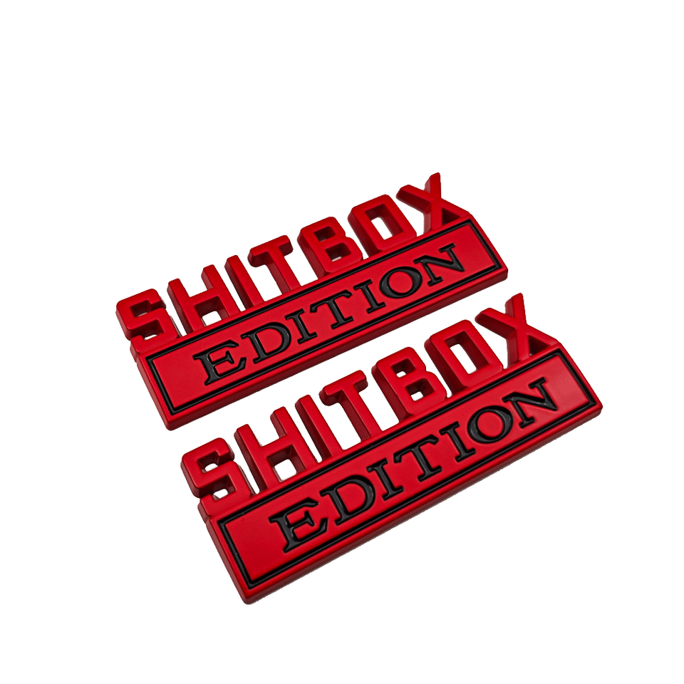 2Pcs Chrome Metal Red&Black SHITBOX Edition Car Embelm Badge Sport ...