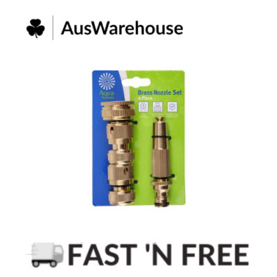 Aqua System Hose Fit Brass Set 4 Piece Garden Hose Fitting and ...