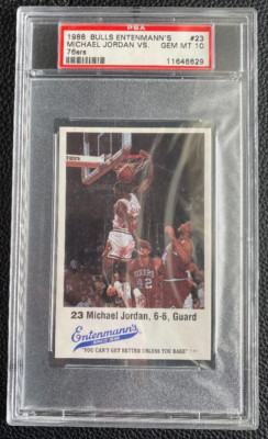 1988 ENTENMANN'S BULLS #23 MICHAEL JORDAN BALL IN HOOP - BLANK BACK PSA ...
