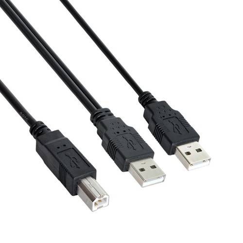 Dual USB 2.0 Male to Standard B Male Y Cable for Printer & Scanner Disk ...