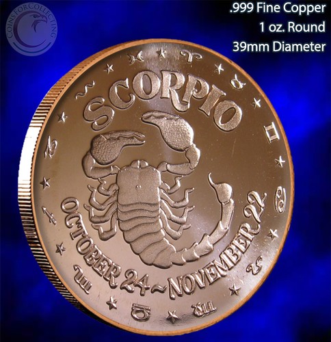 "Scorpio" 1 oz .999 Copper Round Part of the Horoscope Series | eBay