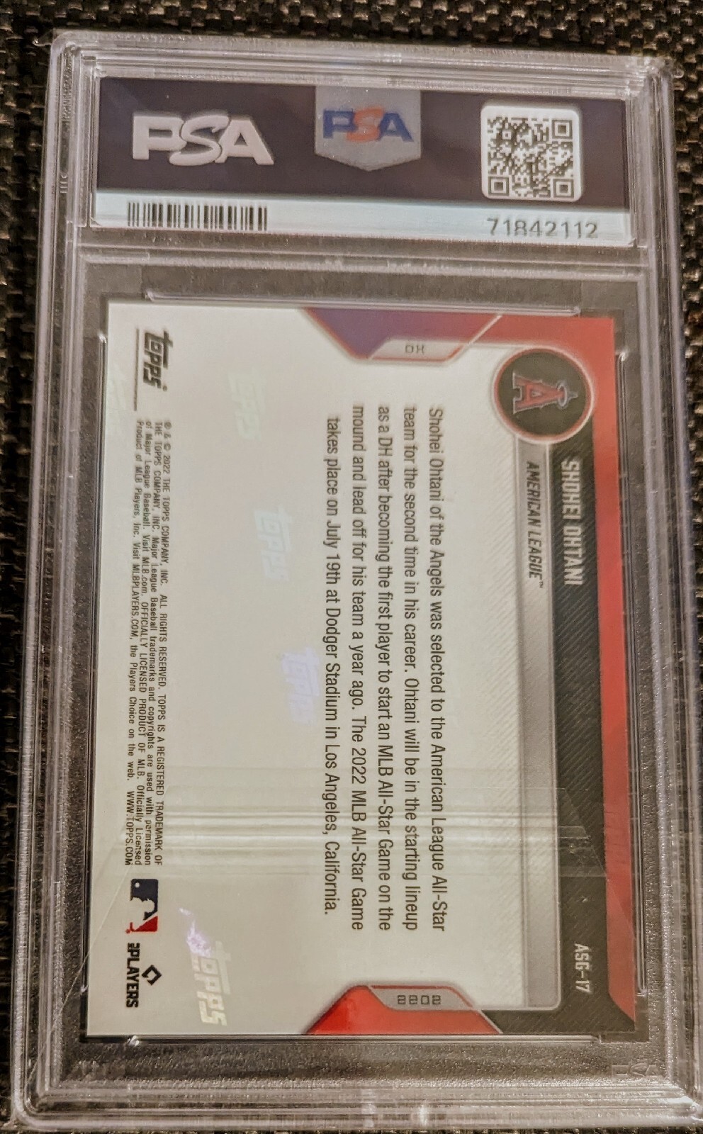 2022 Topps Now All Star Game #ASG17 Shohei Ohtani PURPLE /7 SSP *PSA 10 ...