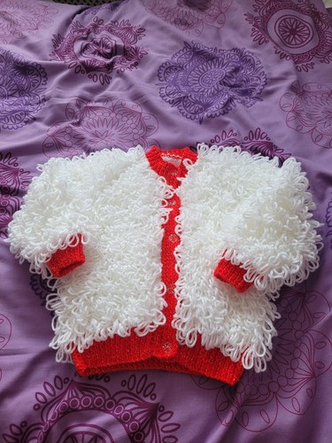 New Hand Knit 24-26 " Childs Loopy Cardy. Please See Full Description ...