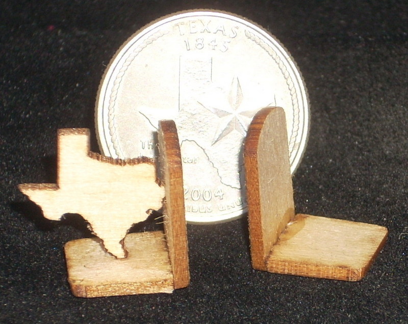 Texas Shape Wooden Bookends 1:12 Dollhouse Miniature Library Book Ends ...