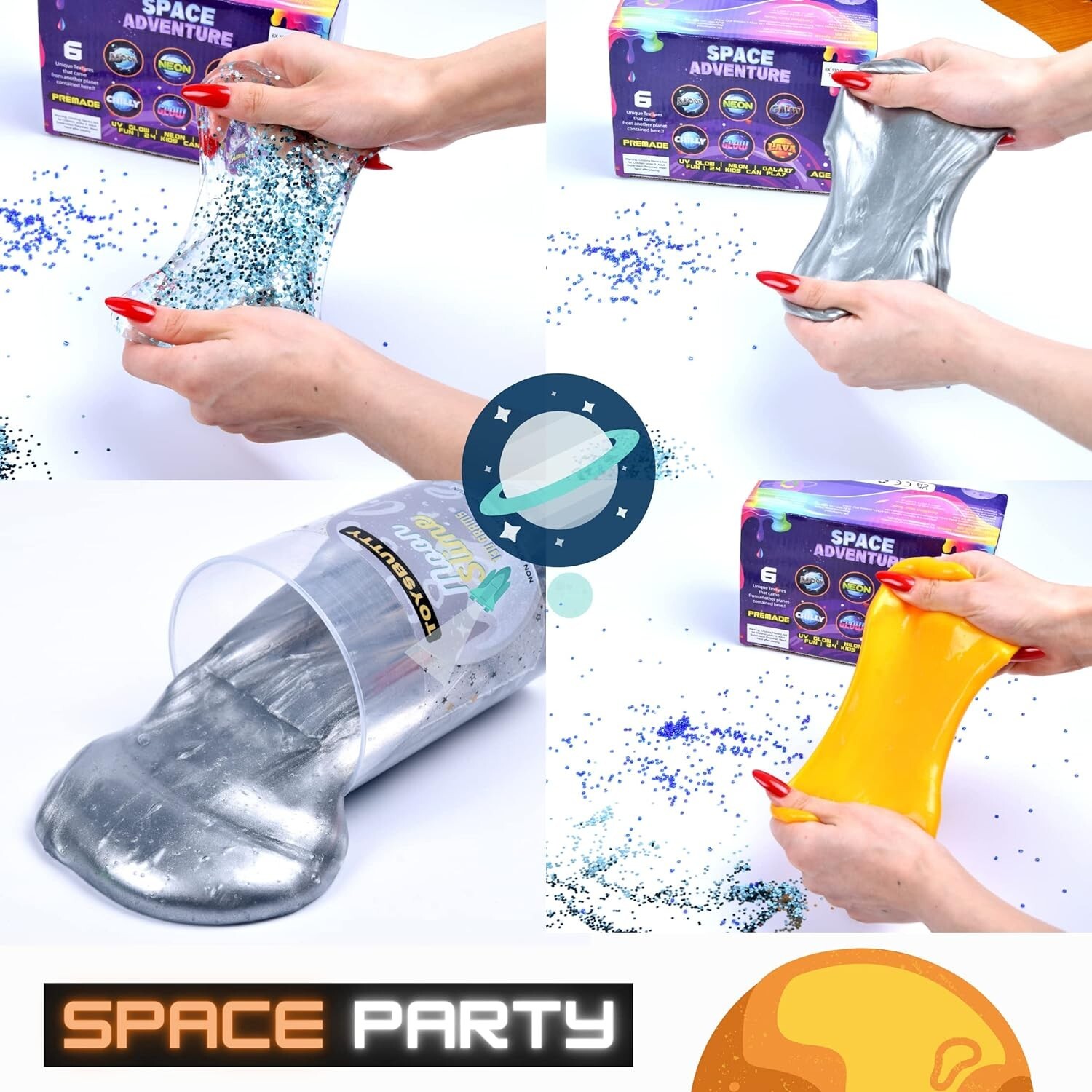 Toysbutty Slime Kit for Girls Boys, 6 Galaxy Stretchy None Sticky Slime ...