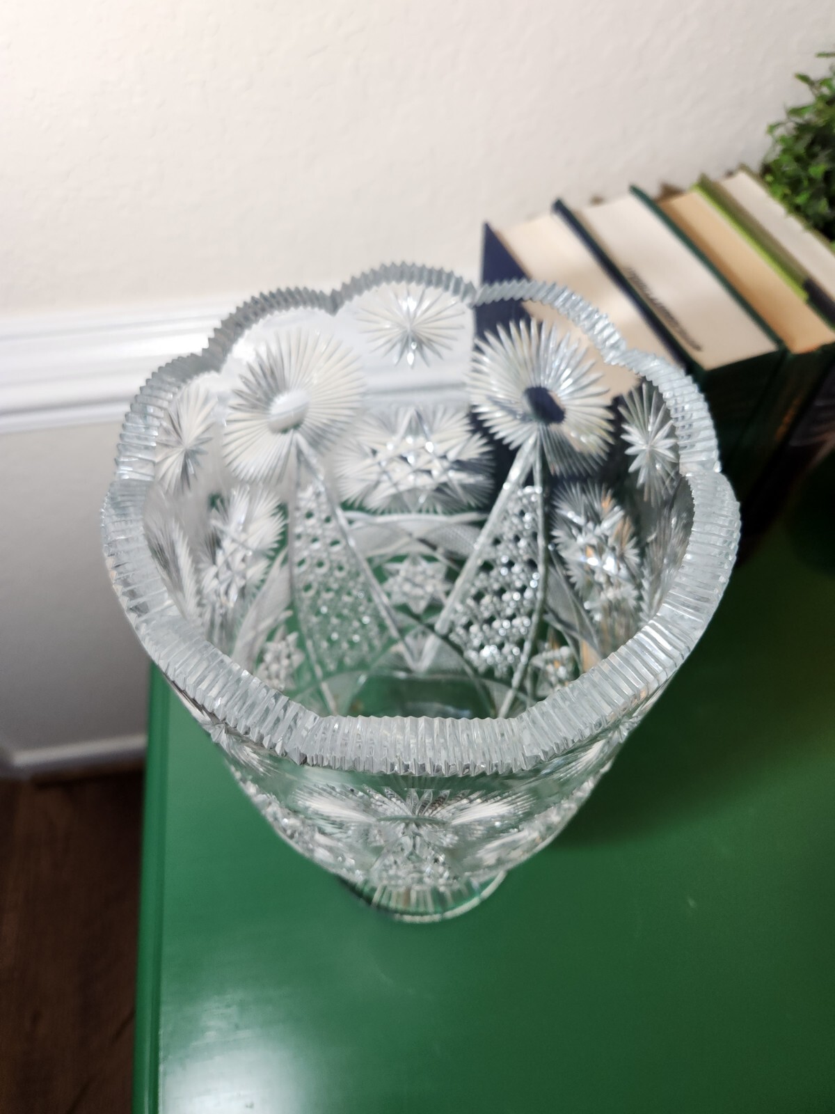 Signed Yasemin Cut Glass Crystal Large Pedestal Vase Turkish 14.25" | eBay