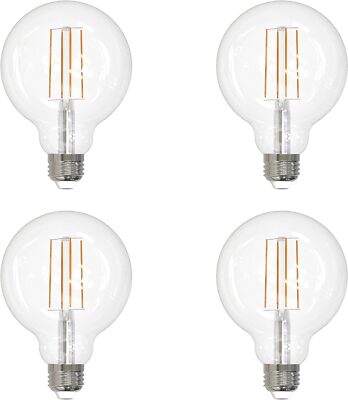 4Pack G30 LED Globe Light Bulb, 8.5W (100W), Antique Long Filament ...