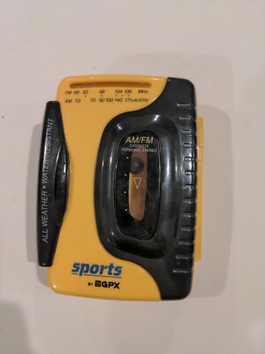 SPORTS GPX Gran Prix Water Resistant AM/FM Cassette Walkman Yellow ...