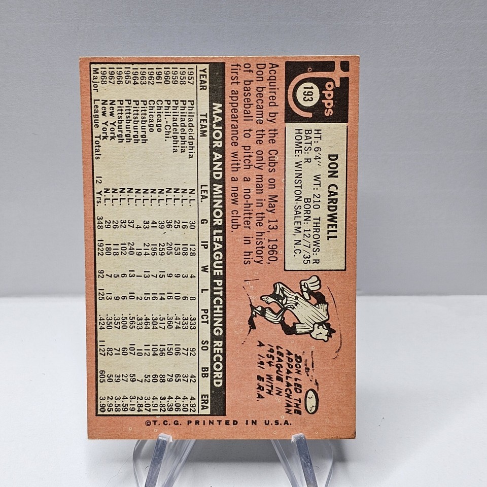 1969 Topps #193 Don Cardwell Mets NM/MT | eBay